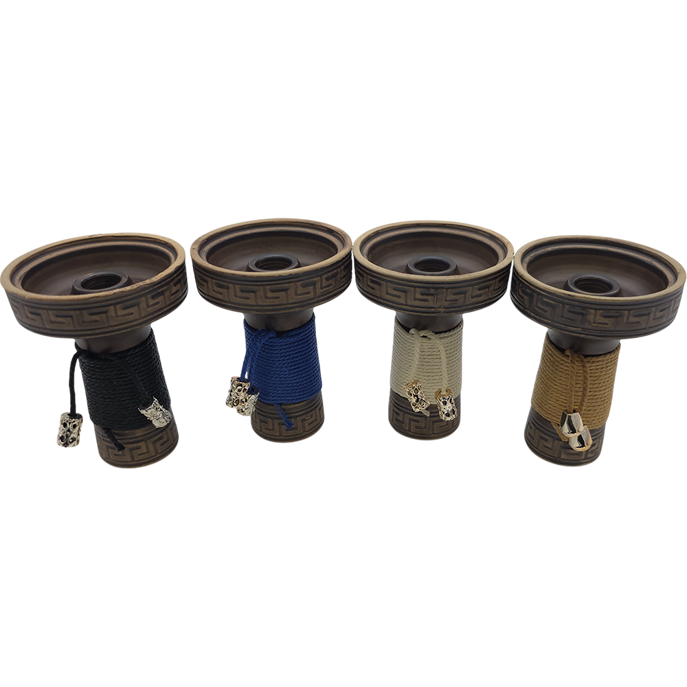 Funnel Clay Bowl with Colored Rope Decoration | Pharaohs Hookahs